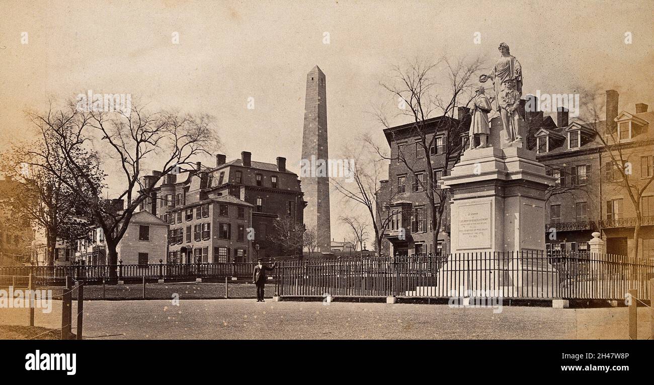 Bunker Hill, Boston, Massachusetts: a war memorial, erected in 1872 ...