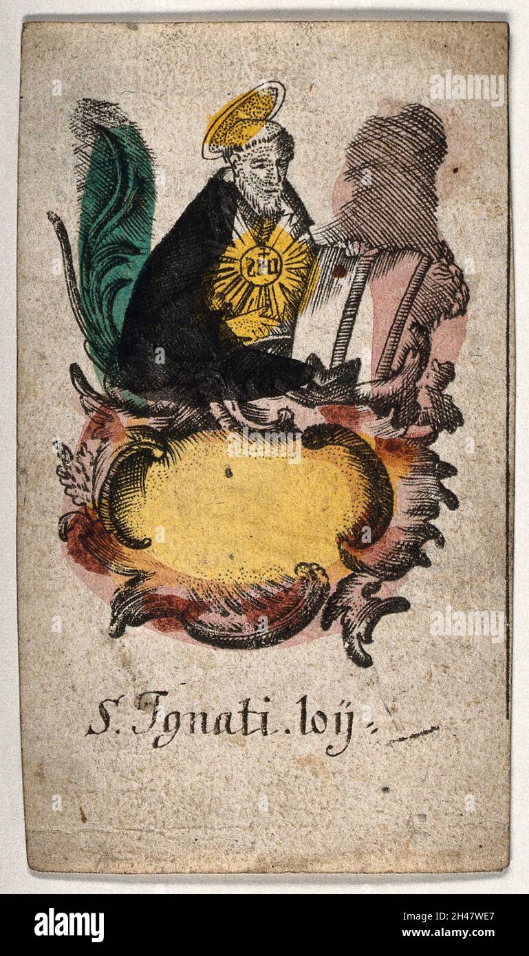 Saint Ignatius of Loyola. Coloured engraving Stock Photo - Alamy