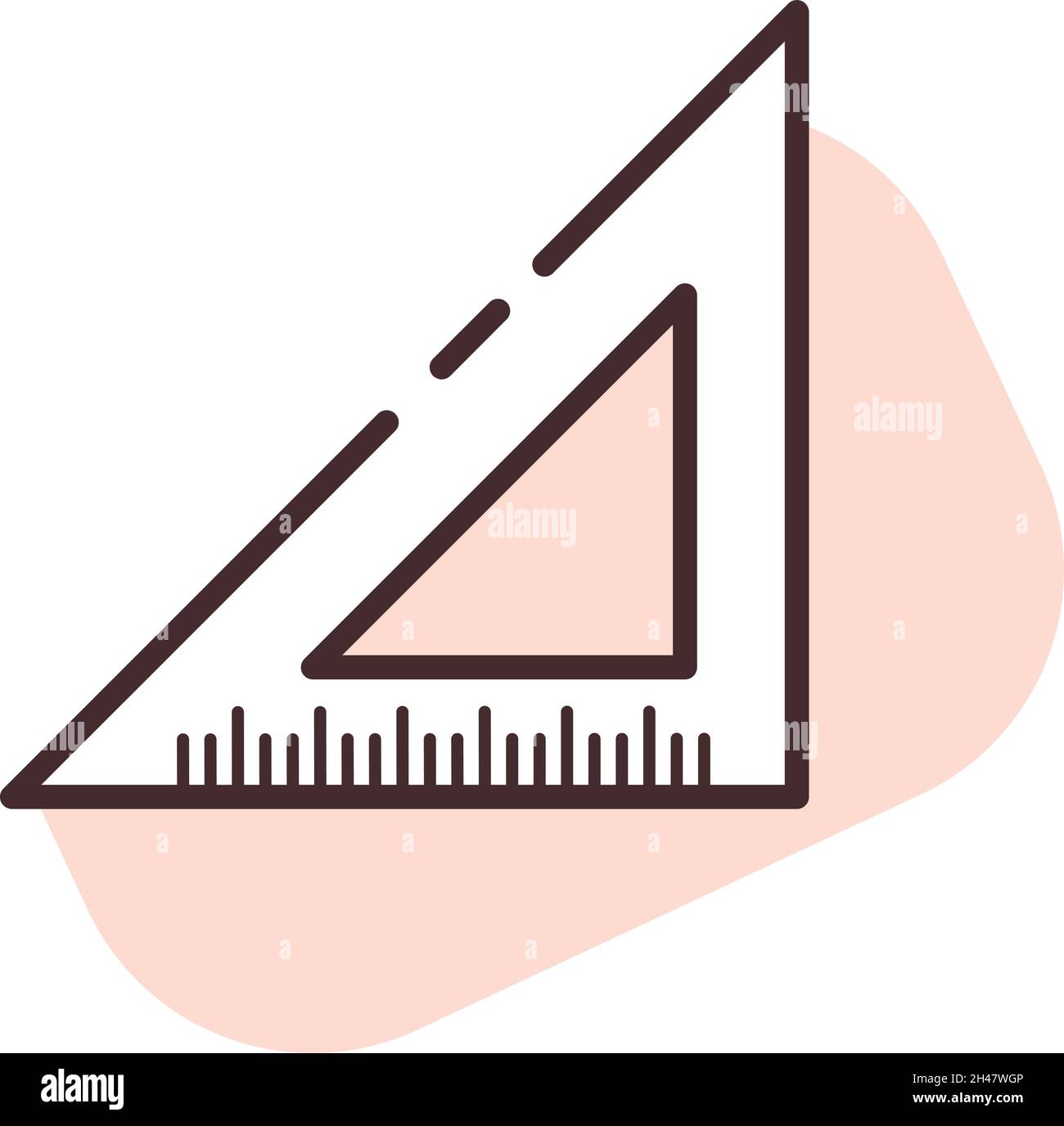 Angled ruler, illustration, vector, on a white background Stock Vector ...