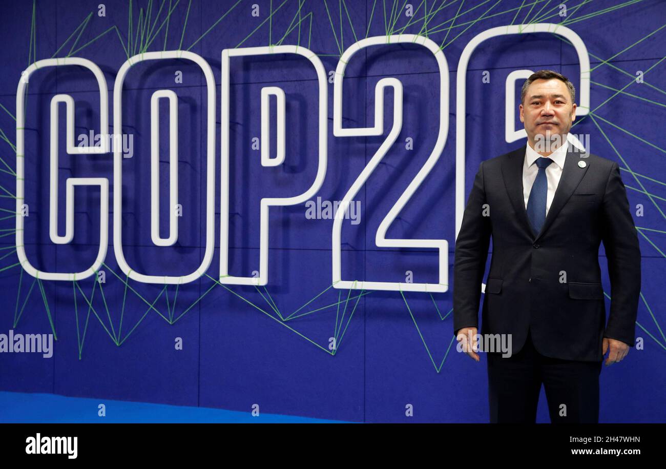 Kyrgyzstan's President Sadyr Japarov arrives for the Cop26 summit at ...