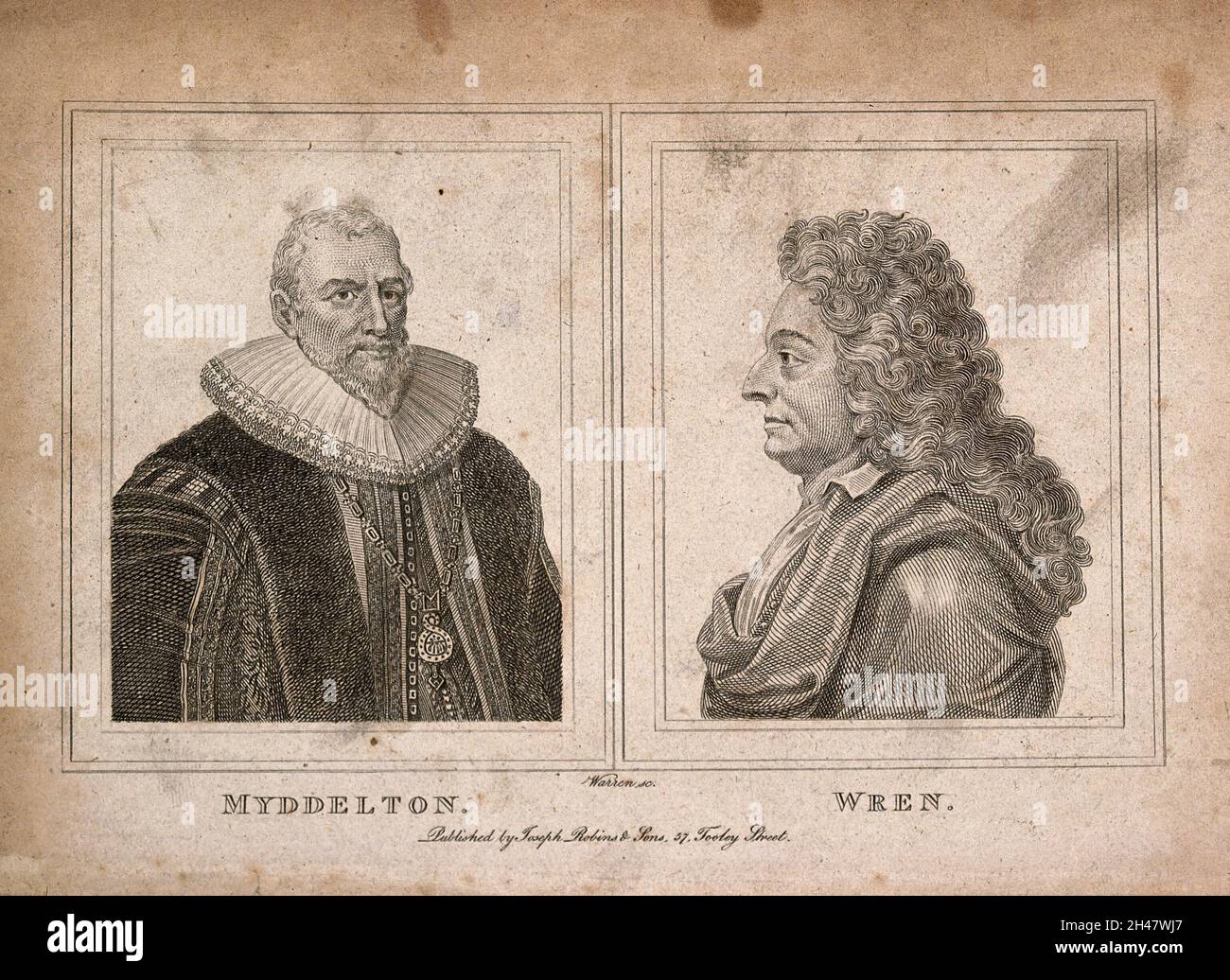 Sir Christopher Wren. Engraving by A. W. Warren Stock Photo - Alamy