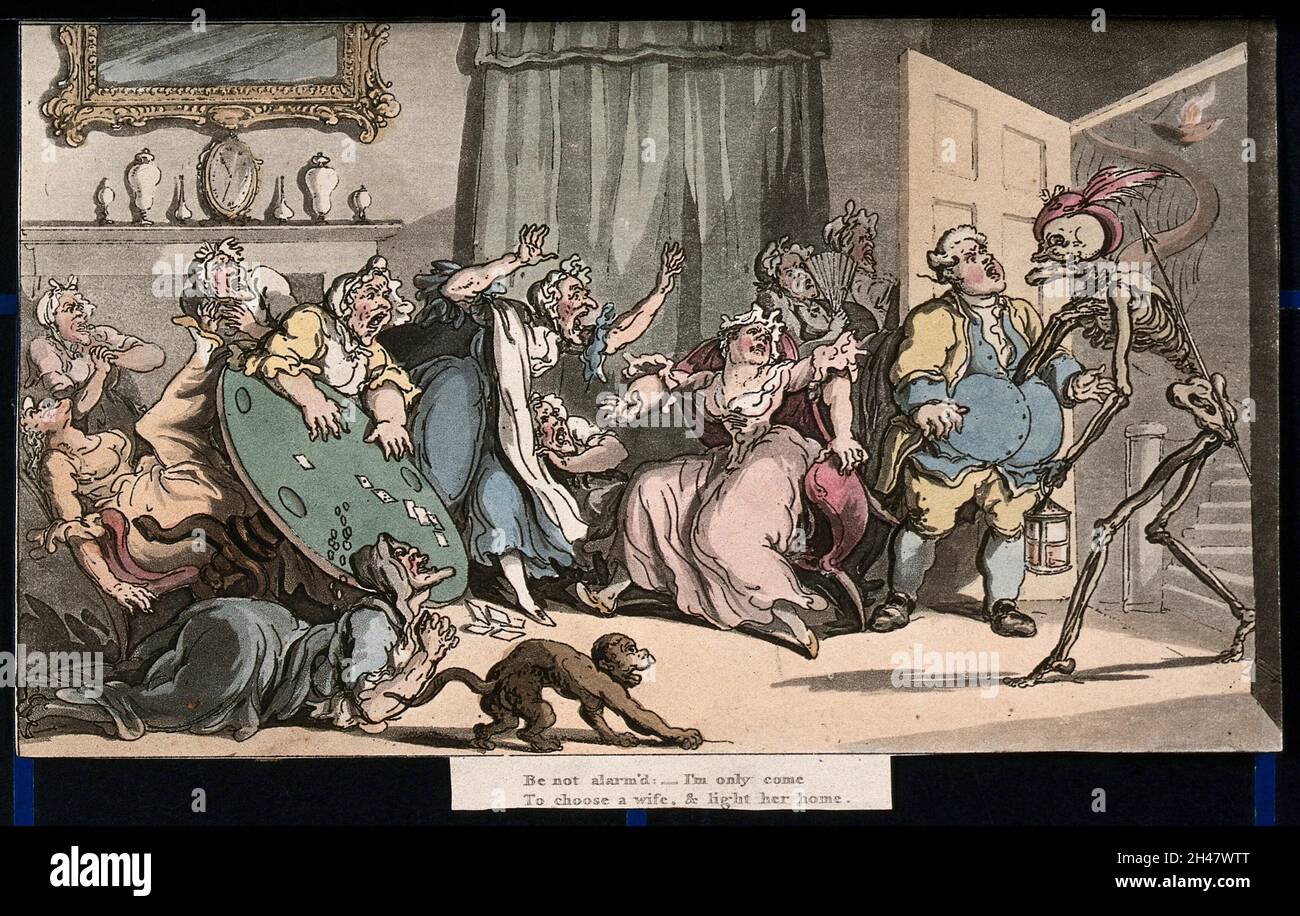 The dance of death: the maiden ladies. Coloured aquatint by T ...