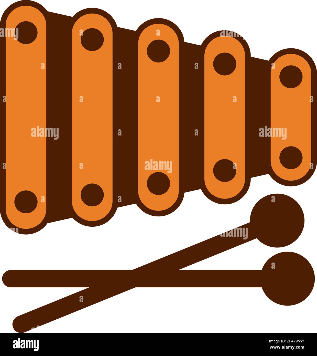 Orange xylophone, illustration, vector, on a white background Stock ...