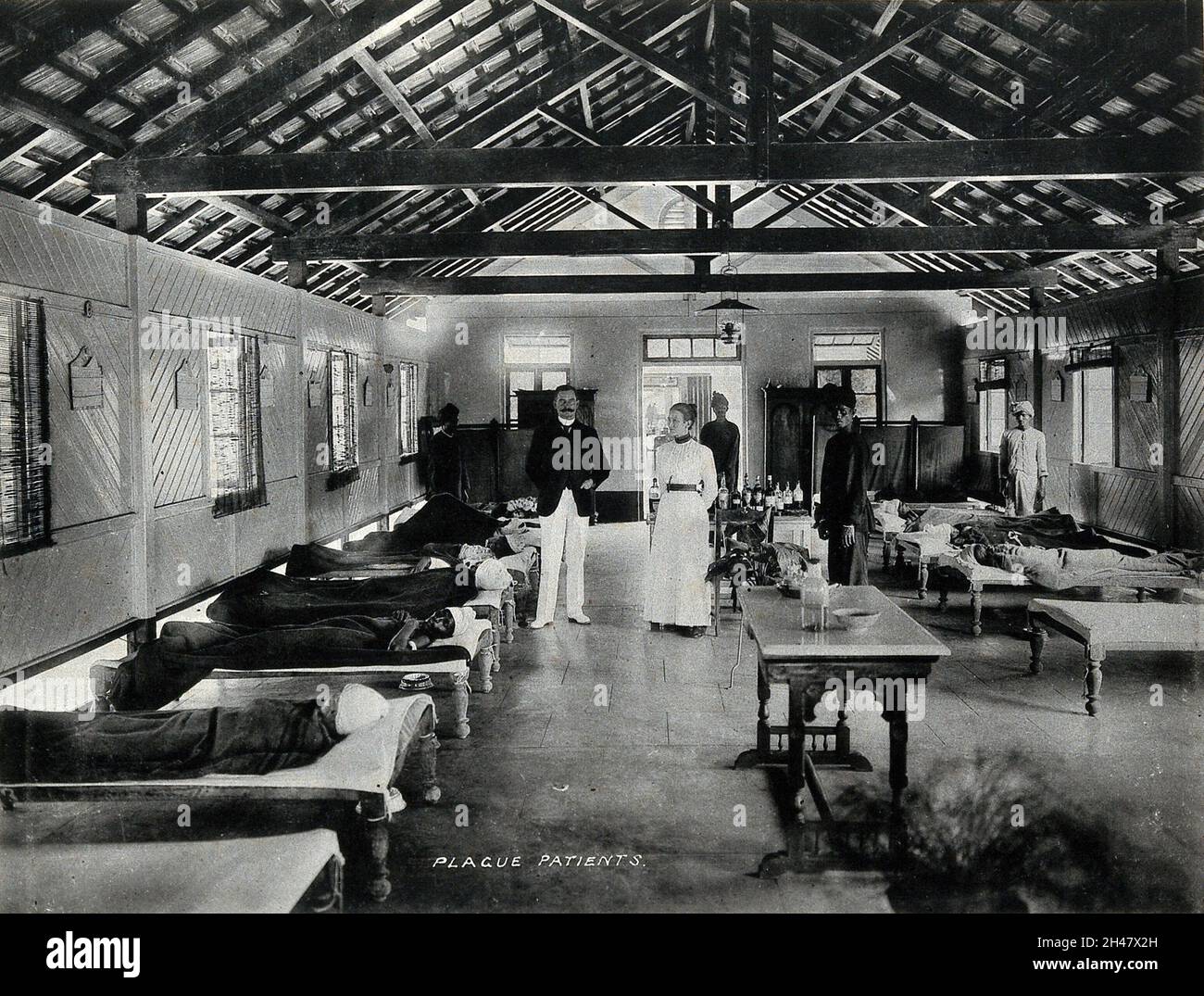 Bombay plague epidemic, 1896-1897: interior of a plague hospital ...