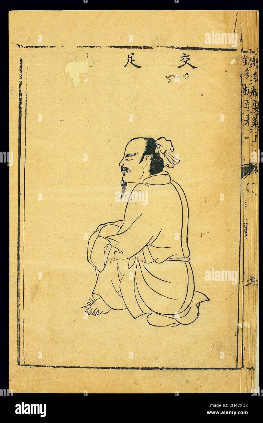 Chinese woodcut: Daoyin exercises, Brocade of the Dragon, 5 Stock Photo ...