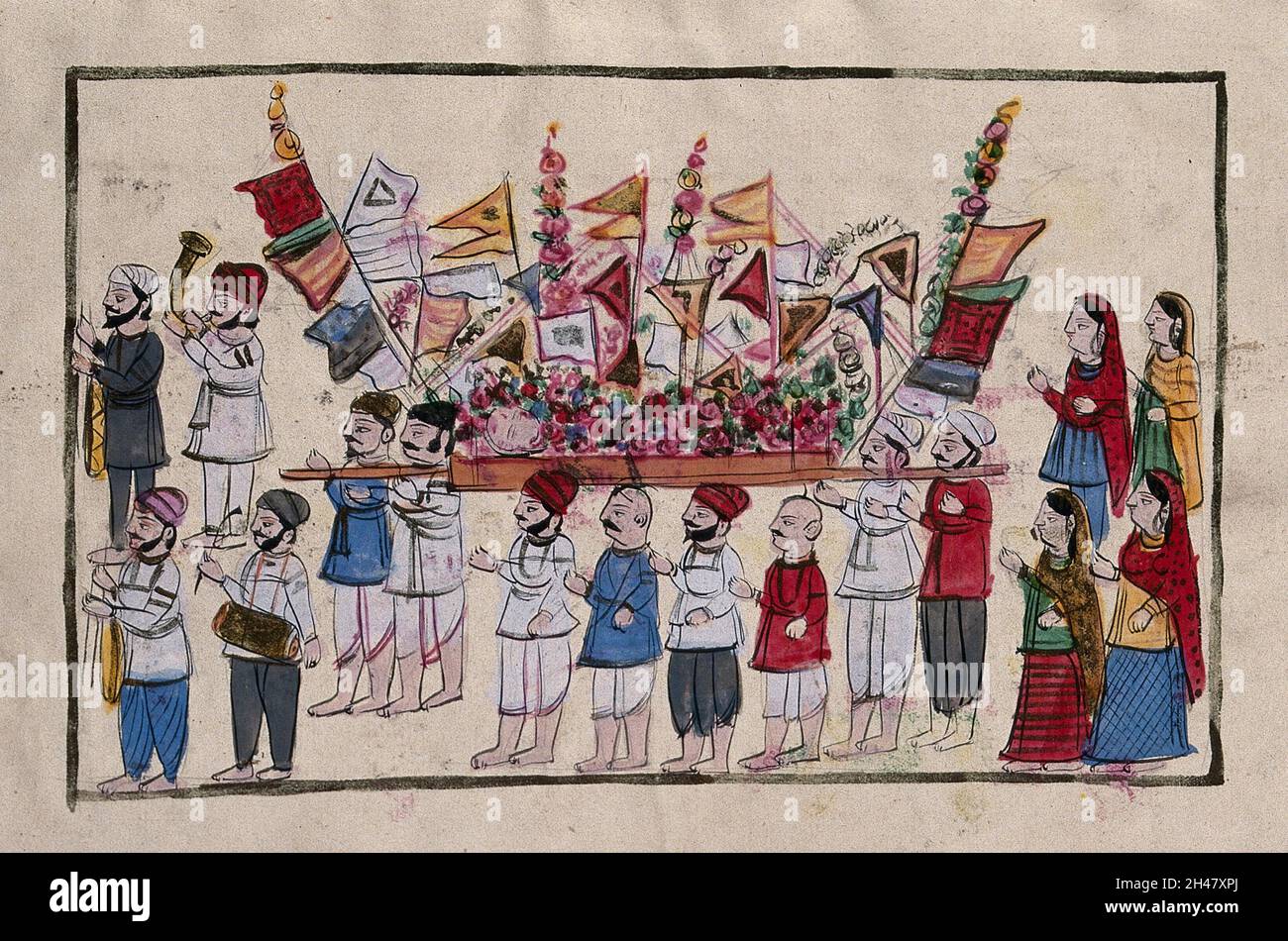 Page 4: a funeral procession. Watercolour drawing Stock Photo - Alamy