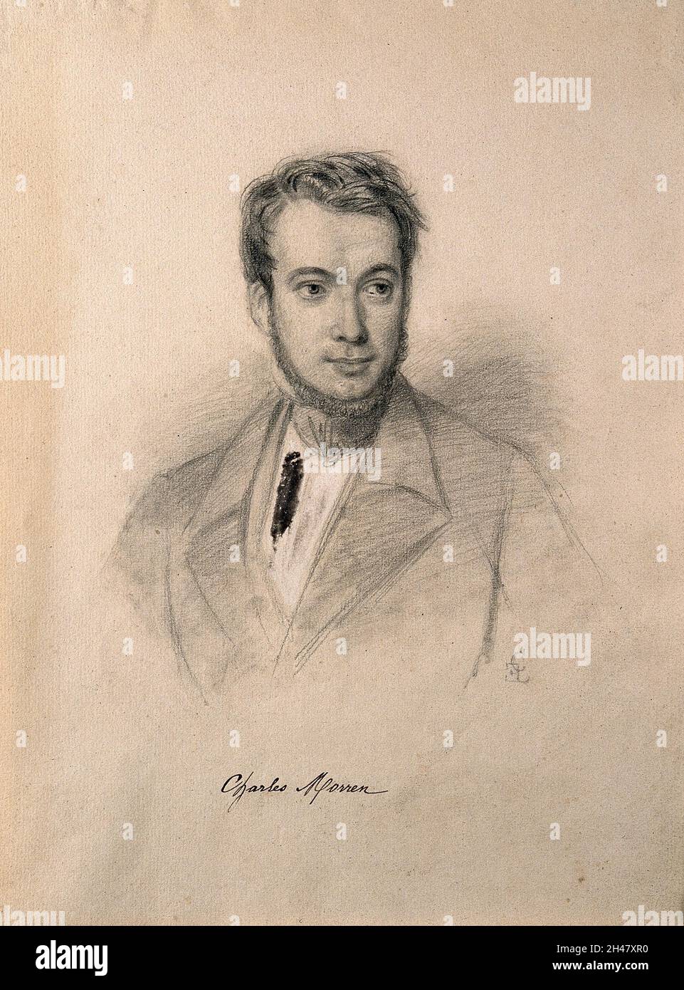 Charles François Antoine Morren. Pencil drawing by C. E. Liverati, 1841 ...