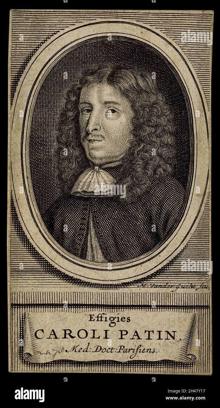 Charles Patin. Line engraving by M. van der Gucht Stock Photo - Alamy
