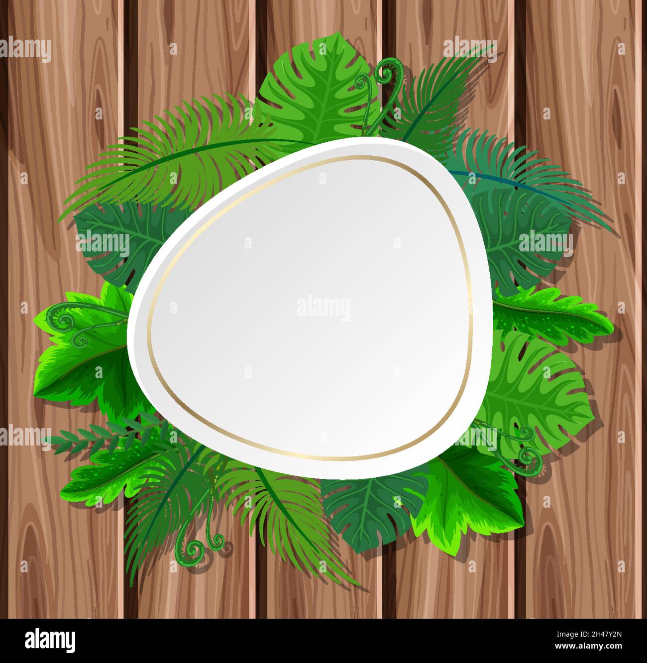 Tropical leaves frame template illustration Stock Vector Image & Art ...