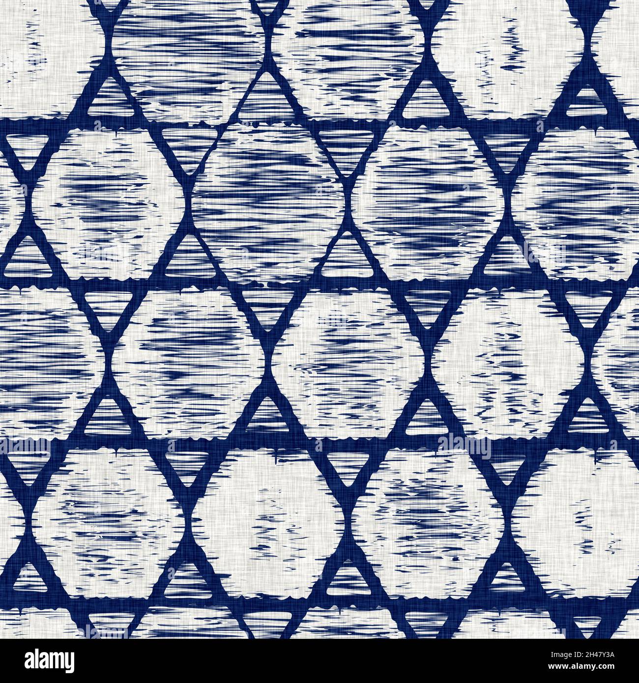 Indigo dyed fabric geo shape pattern texture. Seamless textile fashion ...