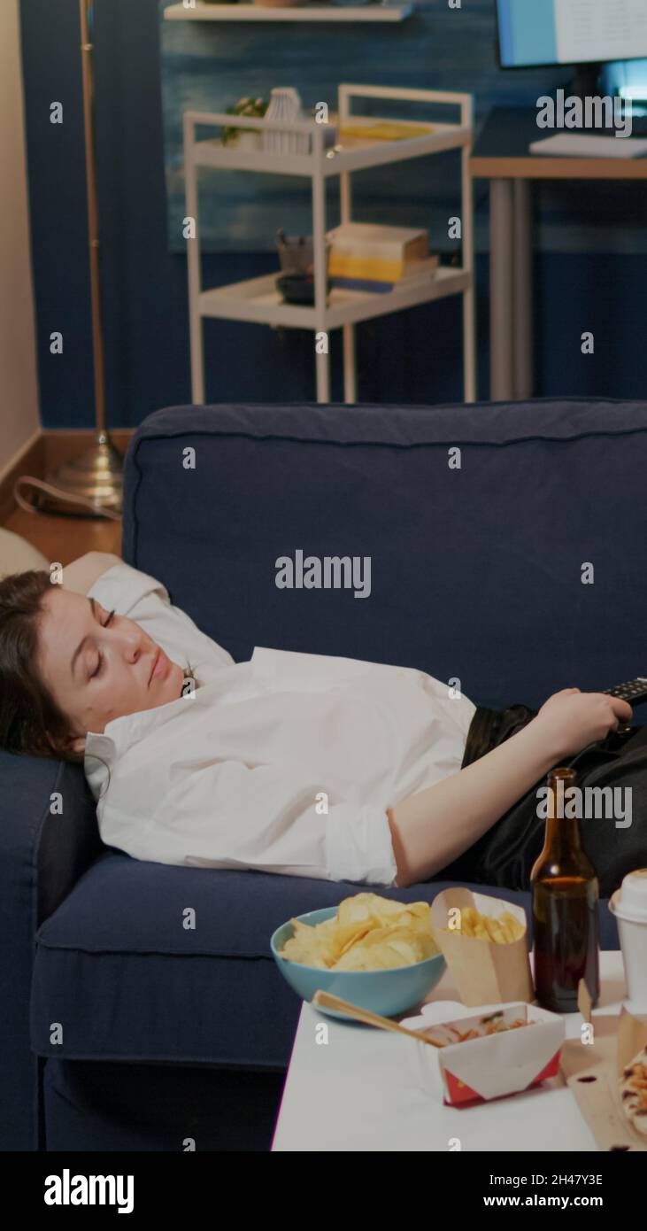 Person asleep sofa food hi-res stock photography and images - Alamy