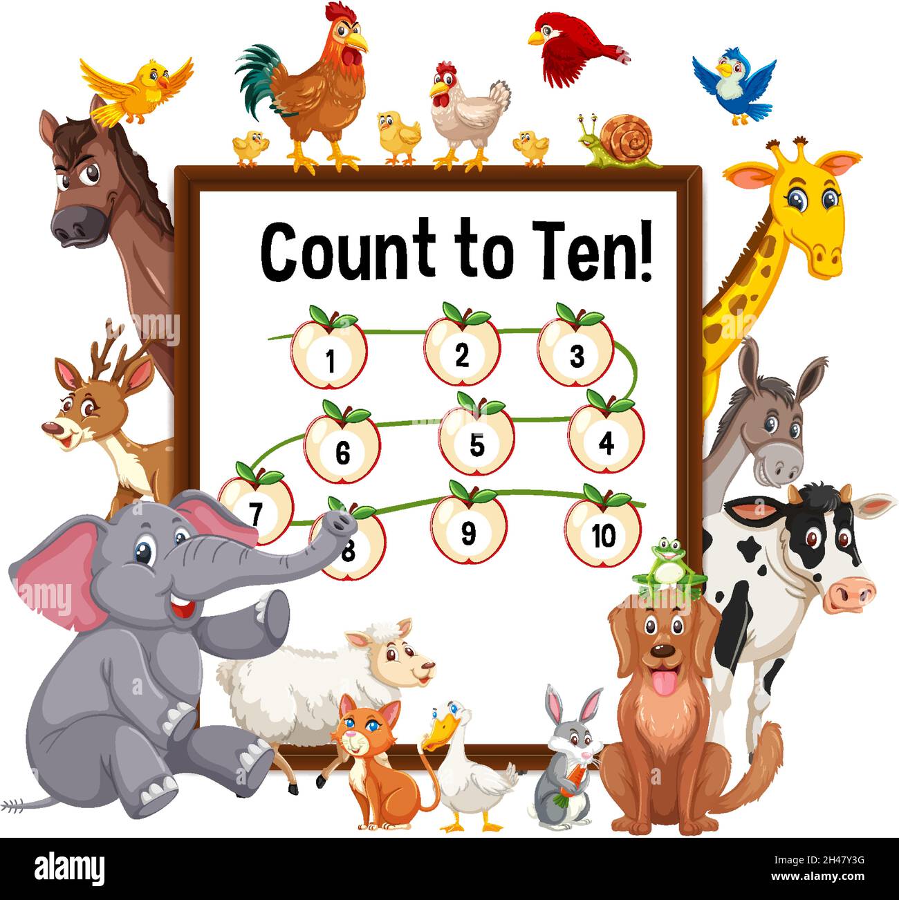 Count to ten board with wild animals illustration Stock Vector Image ...