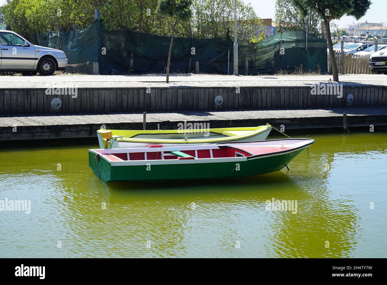 COIMBRA, PORTUGAL - Aug 29, 2021: A boat of Aveiro Lagoon near Mira ...
