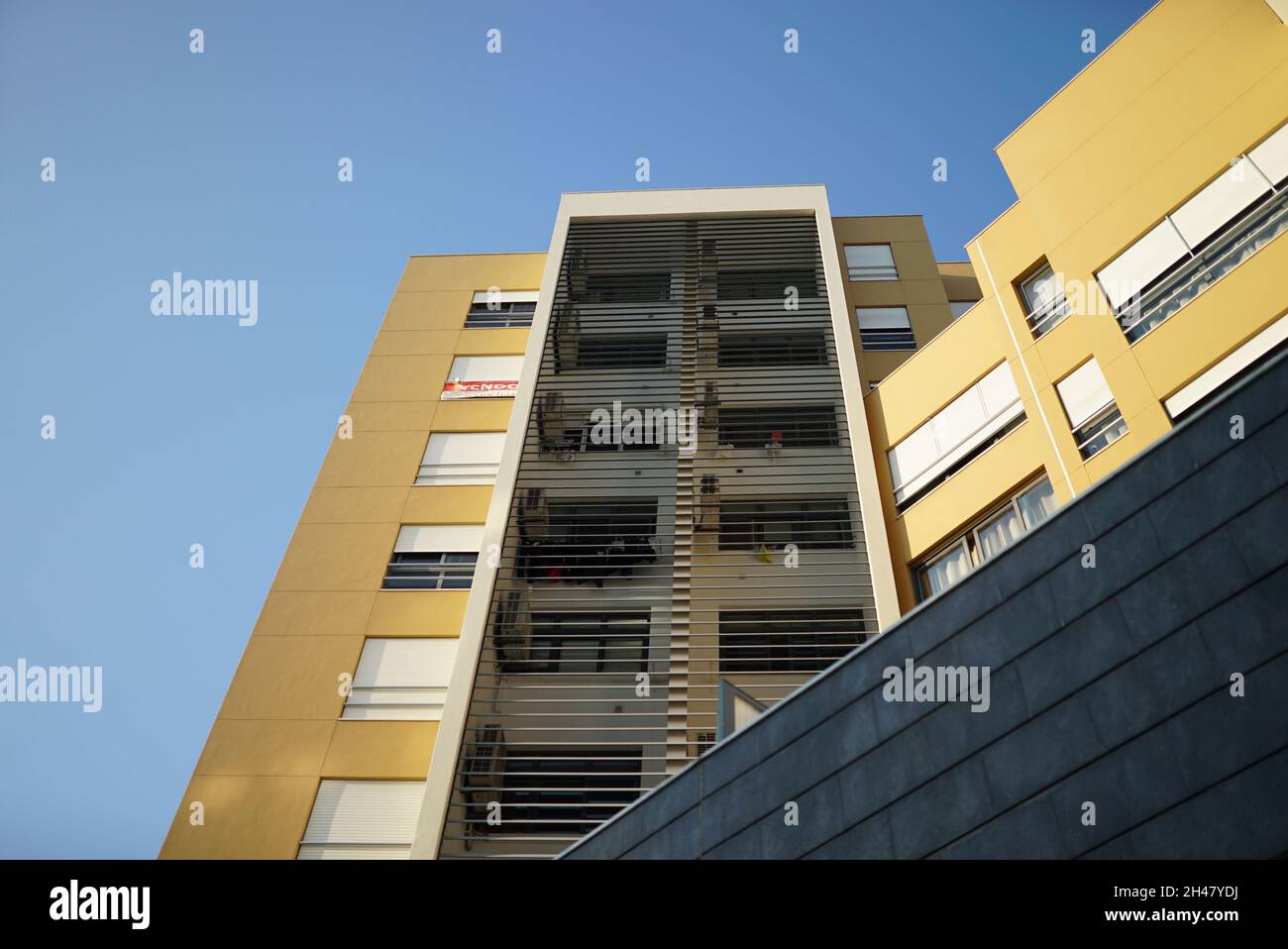 LISBON, PORTUGAL - Jul 21, 2021: A high rise residential building under ...