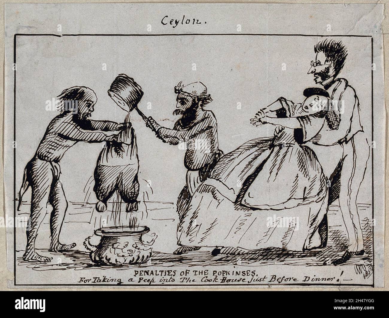 Sri Lanka: a local cook and another man are straining soup through a ...