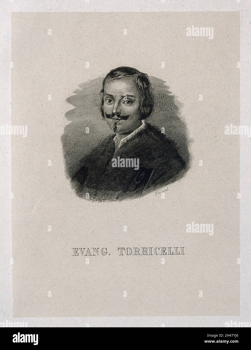 Evangelista Torricelli. Line engraving by Foi, 1857 Stock Photo - Alamy