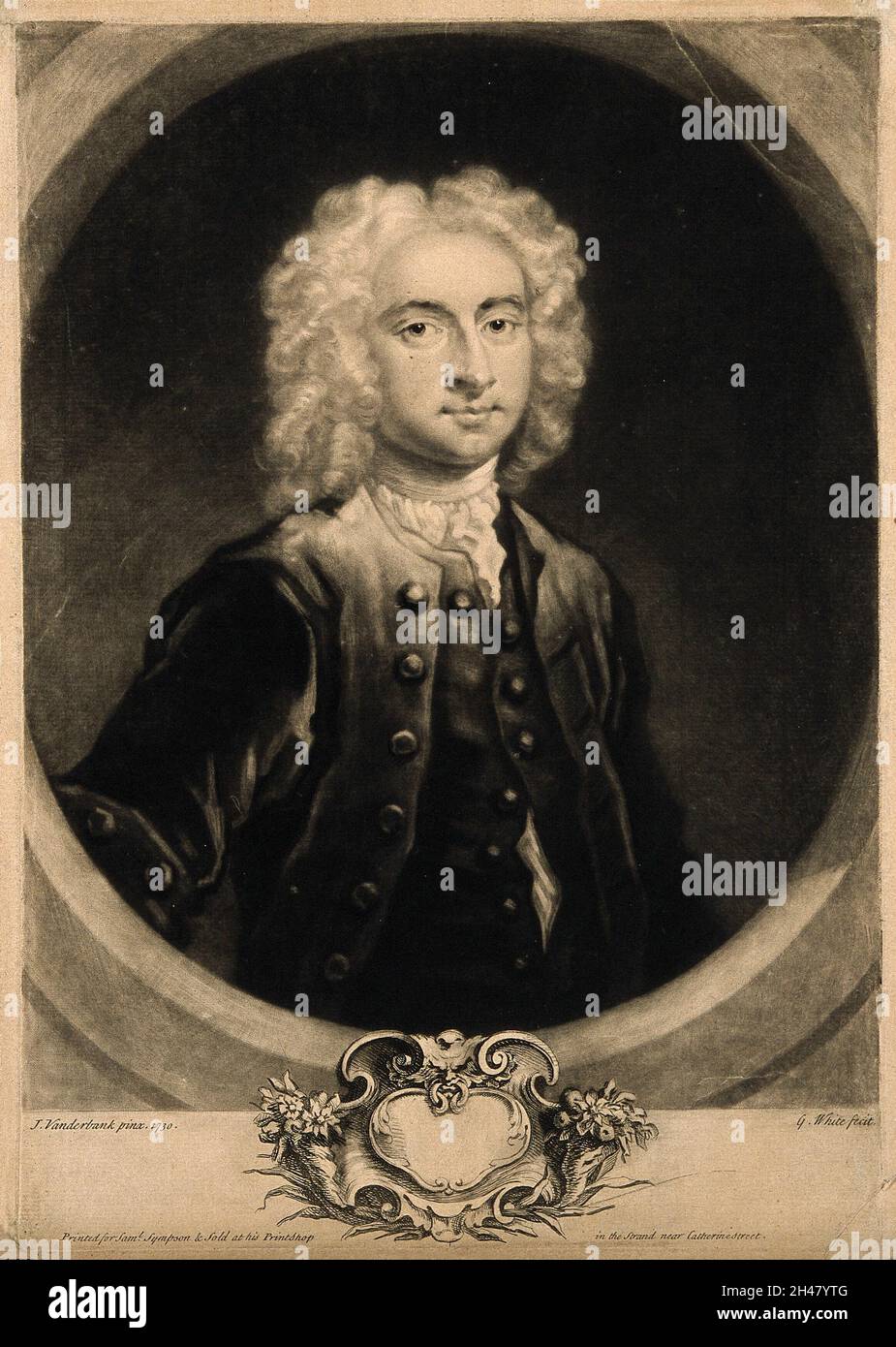 Thomas Symonds. Mezzotint by G. White after J. Vanderbank, 1730 Stock ...