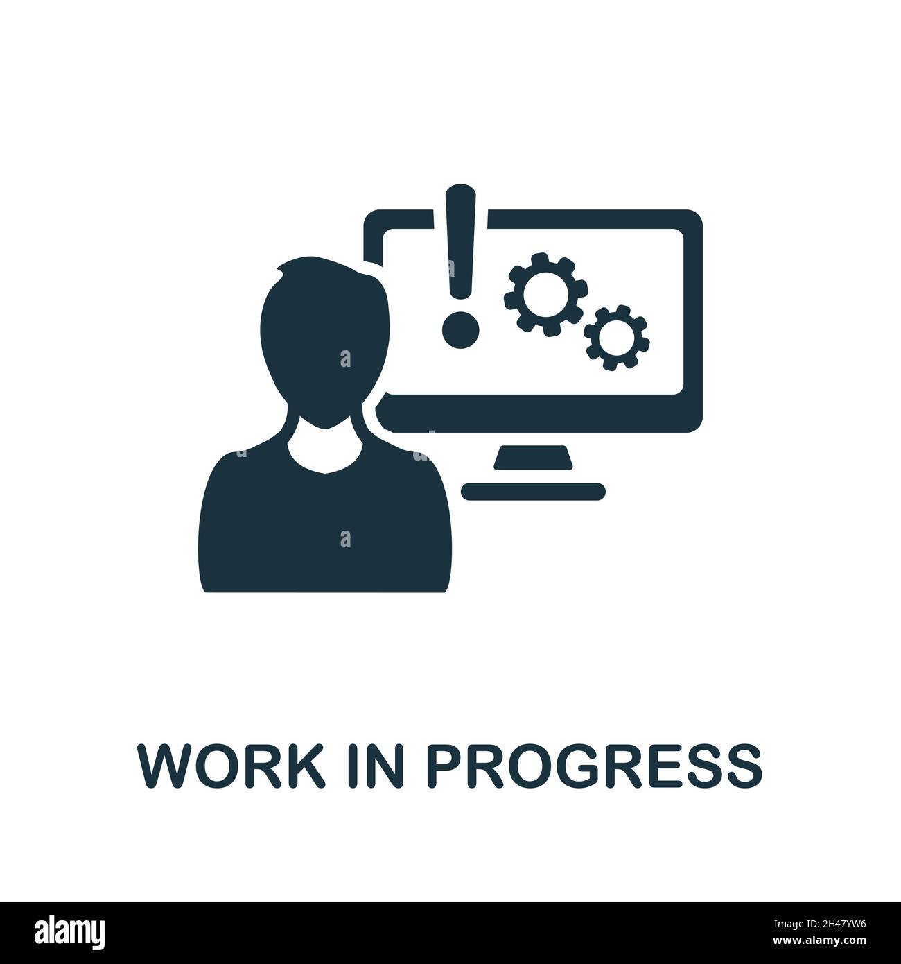 Work In Progress icon. Monochrome sign from project development ... Work In Progress icon. Monochrome sign from project development ...