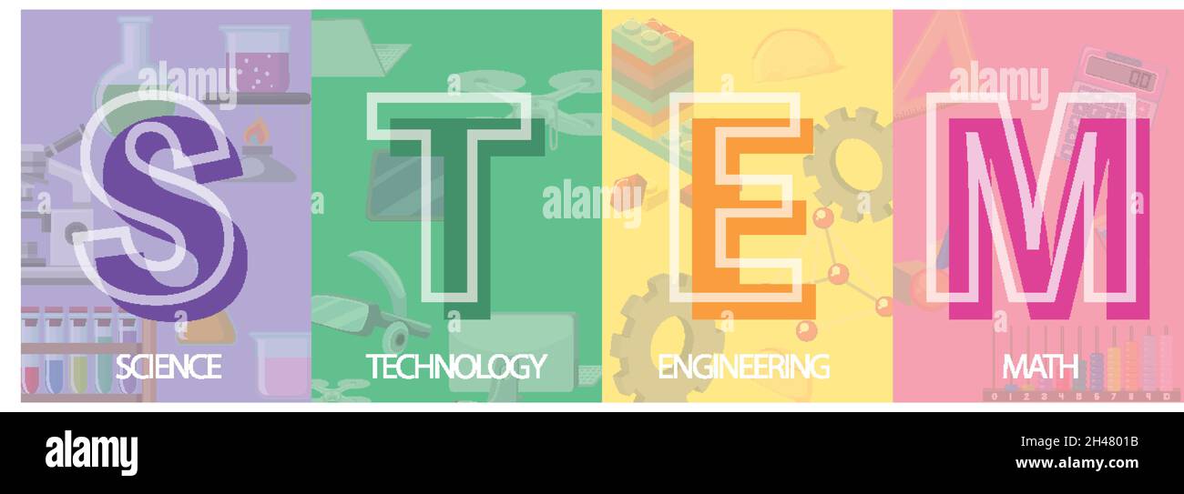 Colourful STEM education text icon illustration Stock Vector Image ...