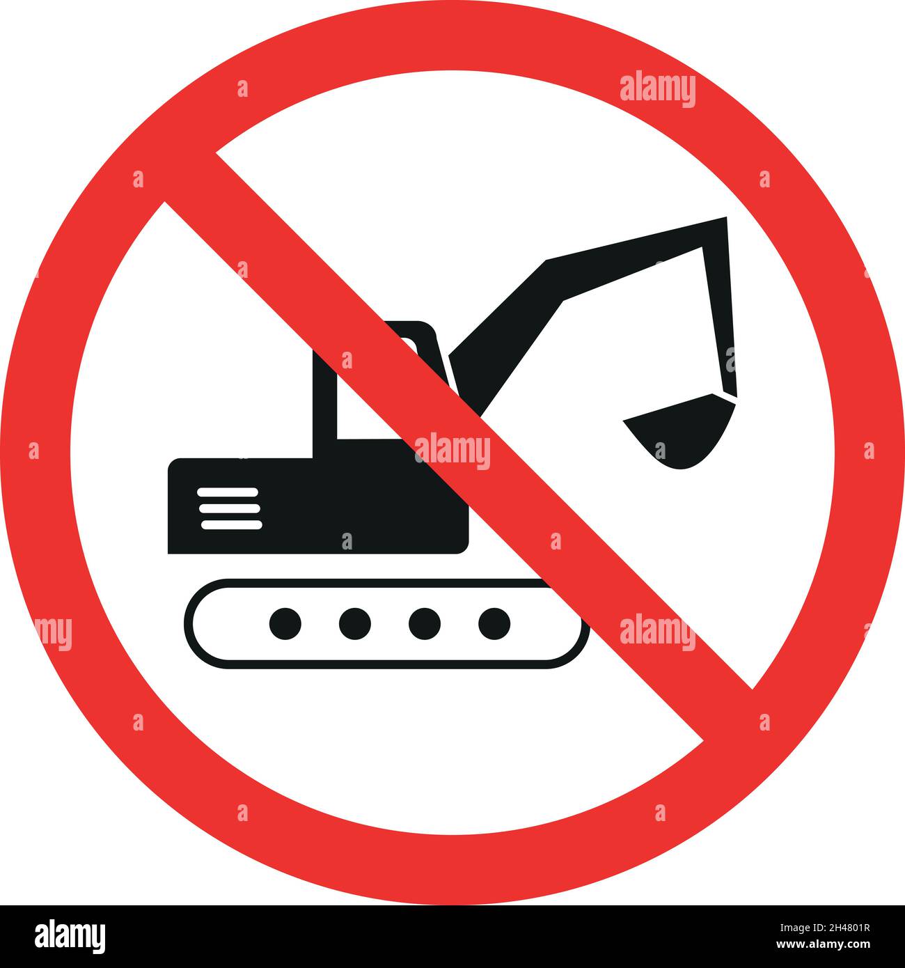 Crawler excavator prohibited sign. Construction safety signs and ...