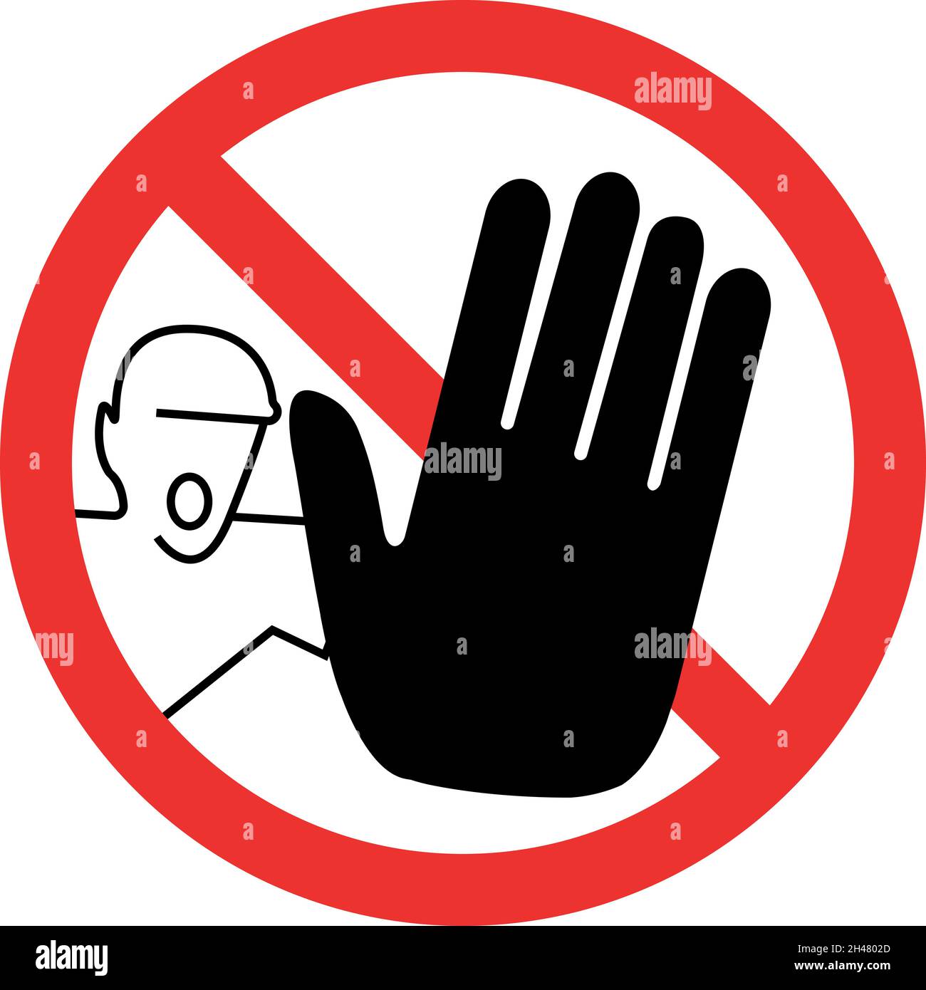 Construction area trespassing prohibited sign. Red circle background ...