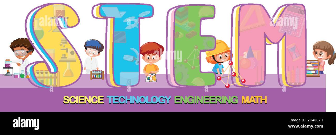 Colourful STEM education text icon illustration Stock Vector Image ...