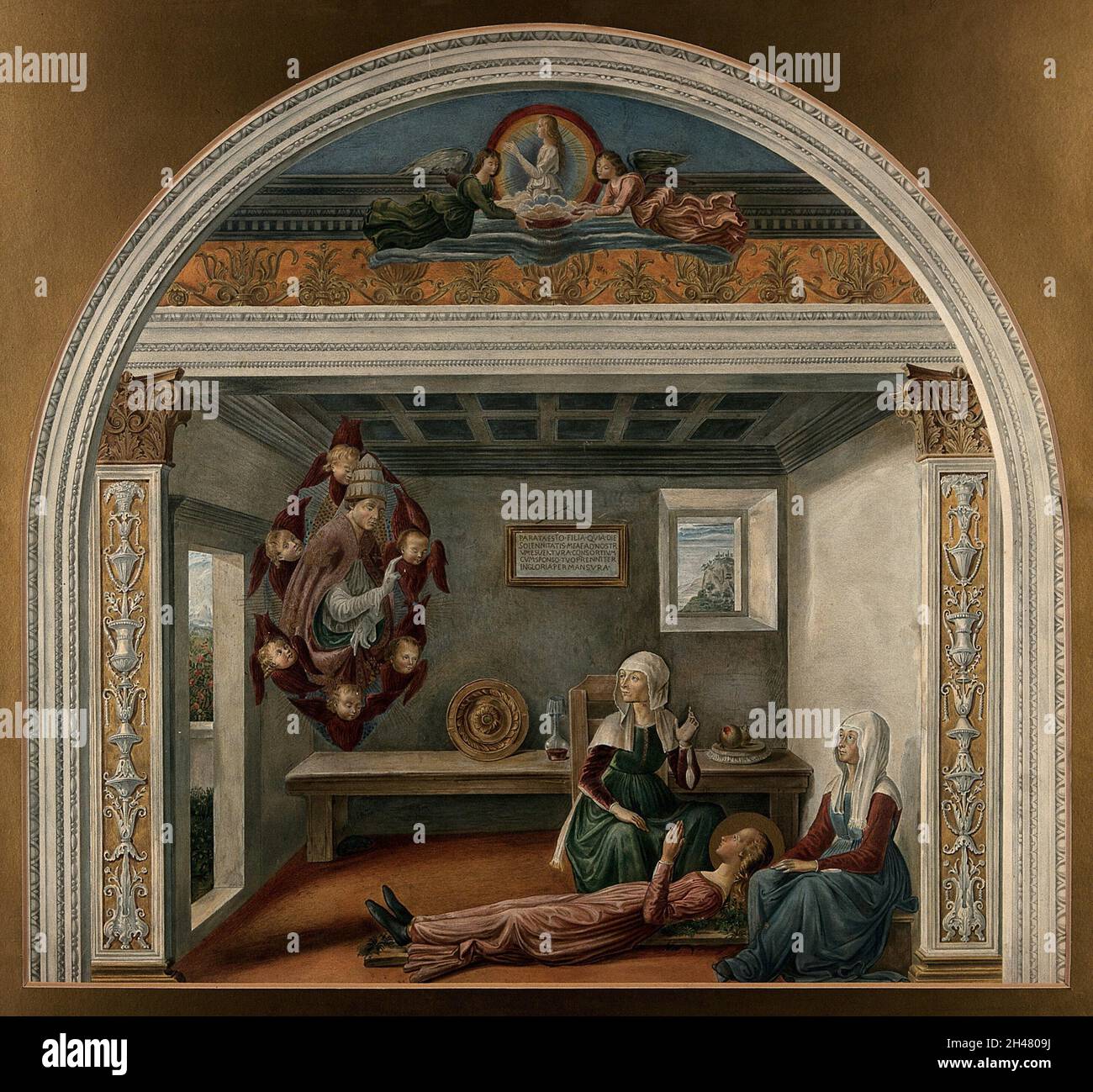 Saint Fina being foretold of her death by Saint Gregory the Great ...
