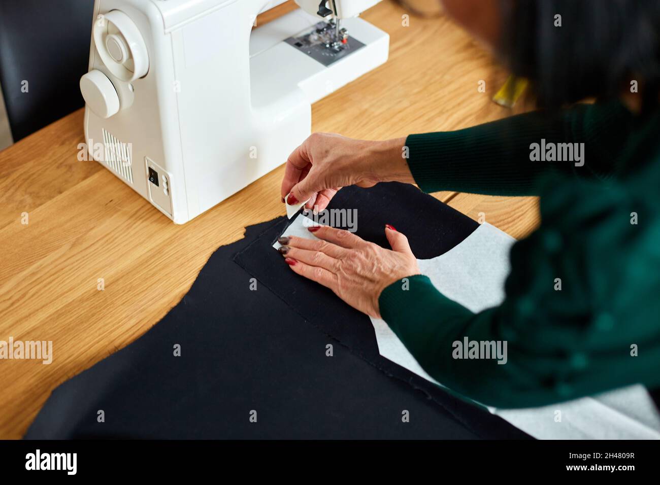 Step by step, Woman dressmaker female making sewing patterns, Mature ...