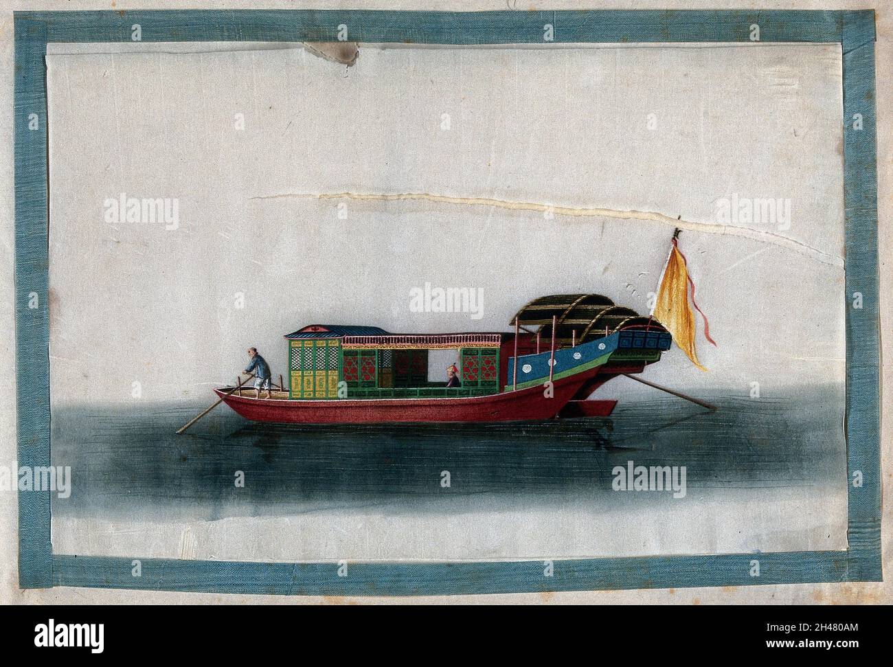 A Chinese boat. Painting by a Chinese artist, ca. 1850 Stock Photo - Alamy