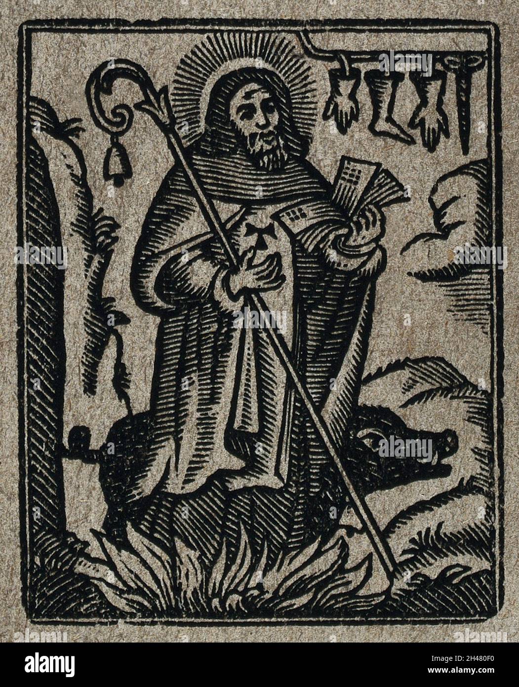 Saint Antony Abbot. Woodcut Stock Photo - Alamy