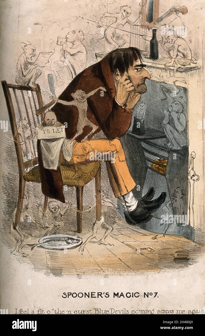A wretched man with an approaching depression; represented by ...