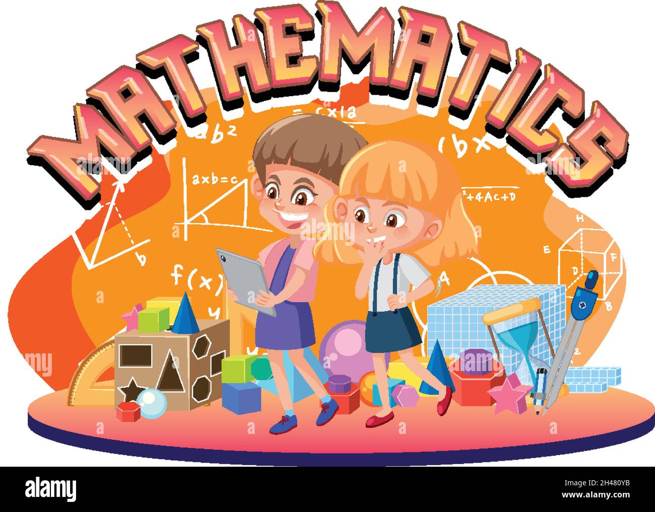 Student learning math using electronic device illustration Stock Vector ...