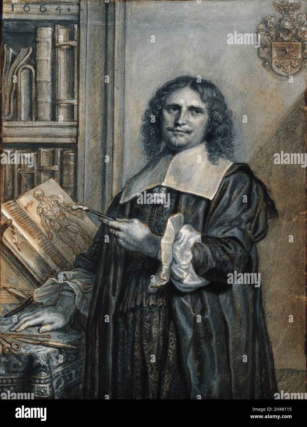 Michael Boudewyns. Drawing by A. van Diepenbeck, 1664 Stock Photo - Alamy