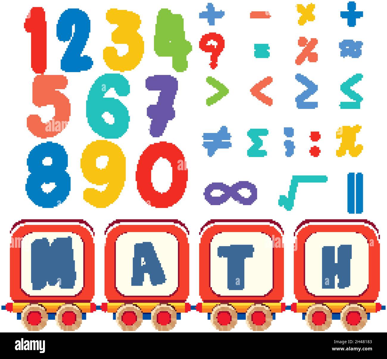 Set Of Number And Math Symbol Illustration Stock Vector Image & Art - Alamy