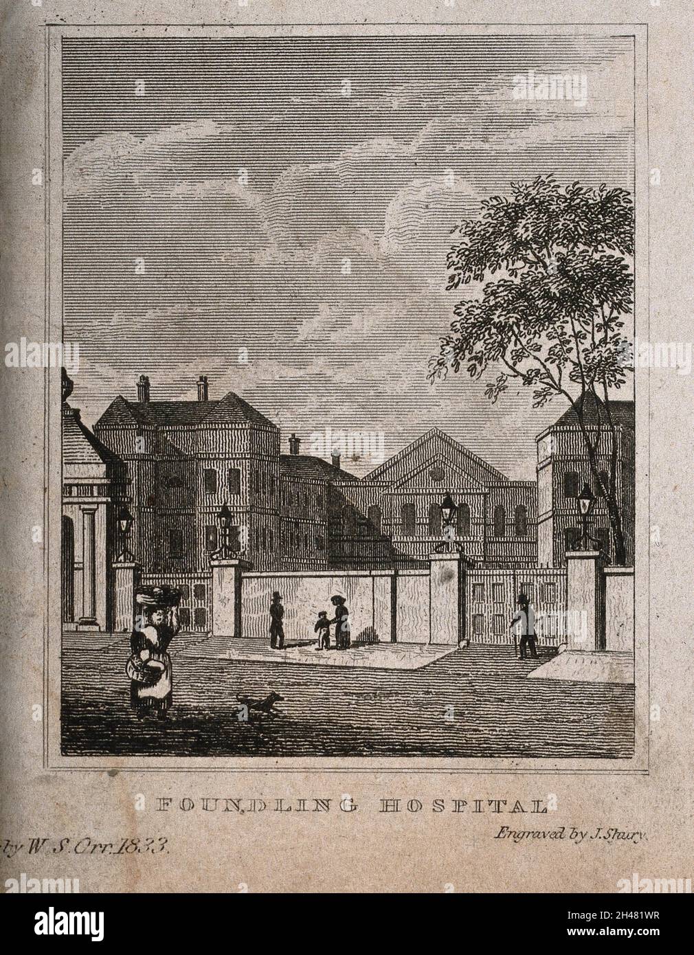 The Foundling Hospital, seen from Lamb's Conduit Street. Engraving by J ...