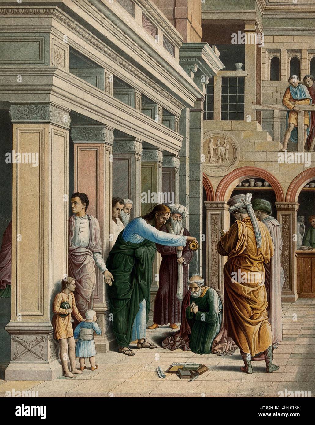 The conversion of Hermogenes the sorcerer. Chromolithograph by Storch ...