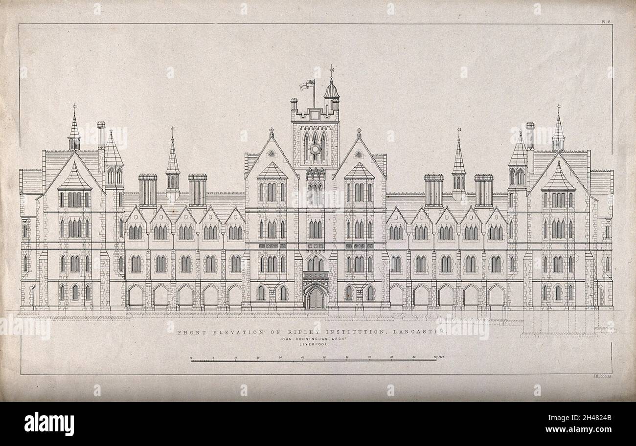 Ripley Institution, Ripley, Lancaster. Transfer lithograph by J.R ...