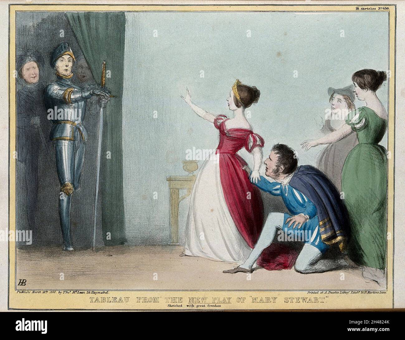 A dramatic encounter between the Duke of Wellington, dressed in armour ...