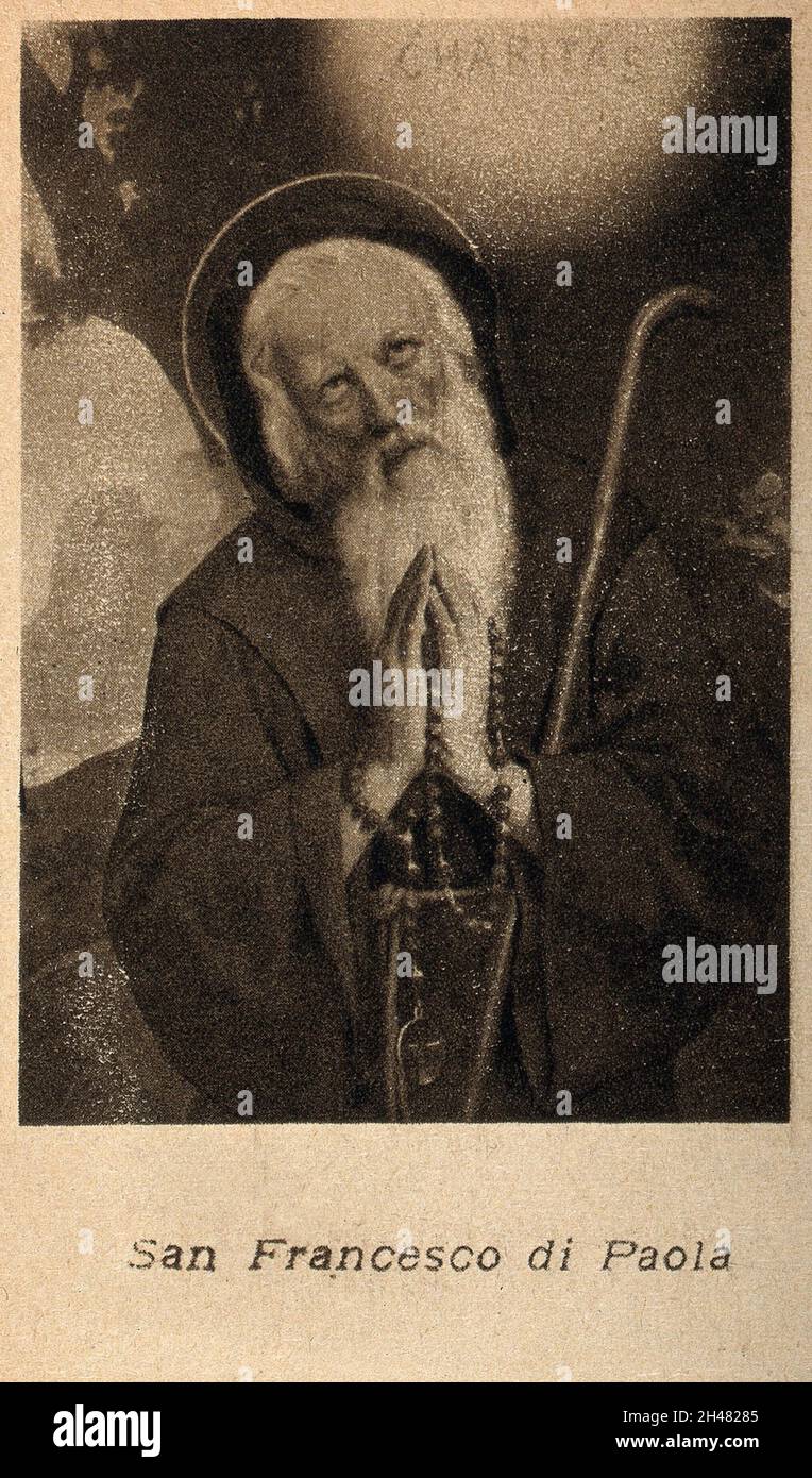Saint Francis of Paola praying; head and shoulders. Halftone, 1880/1930 ...