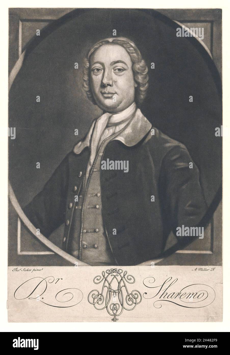Dr. Sharemo (Henry Harmood). Mezzotint by A. Miller after T. Stokes, ca ...