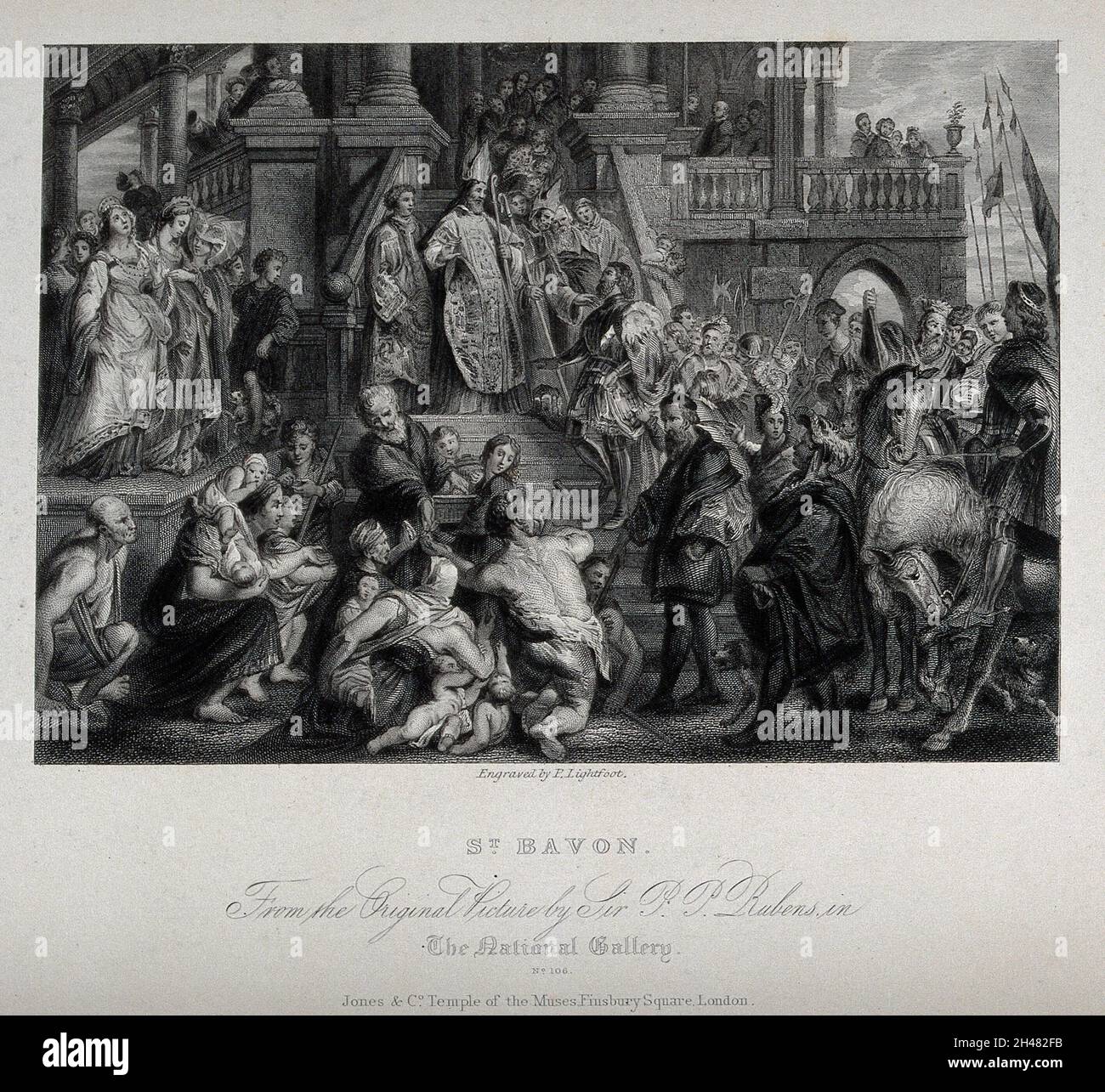 Saint Bavo. Line engraving by P. Lightfoot after Sir P.P. Rubens Stock ...