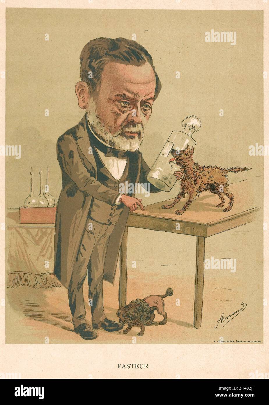 Louis Pasteur. Colour lithograph by Amand, 188 Stock Photo - Alamy