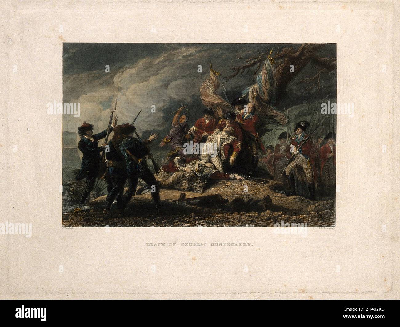 The death of General Montgomery, at Quebec, all around are soldiers and ...