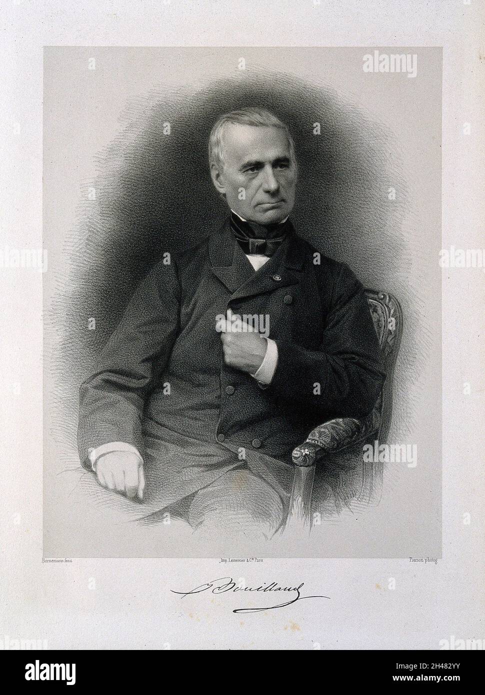 Jean Baptiste Bouillaud. Lithograph by Borneman after Pierson Stock ...