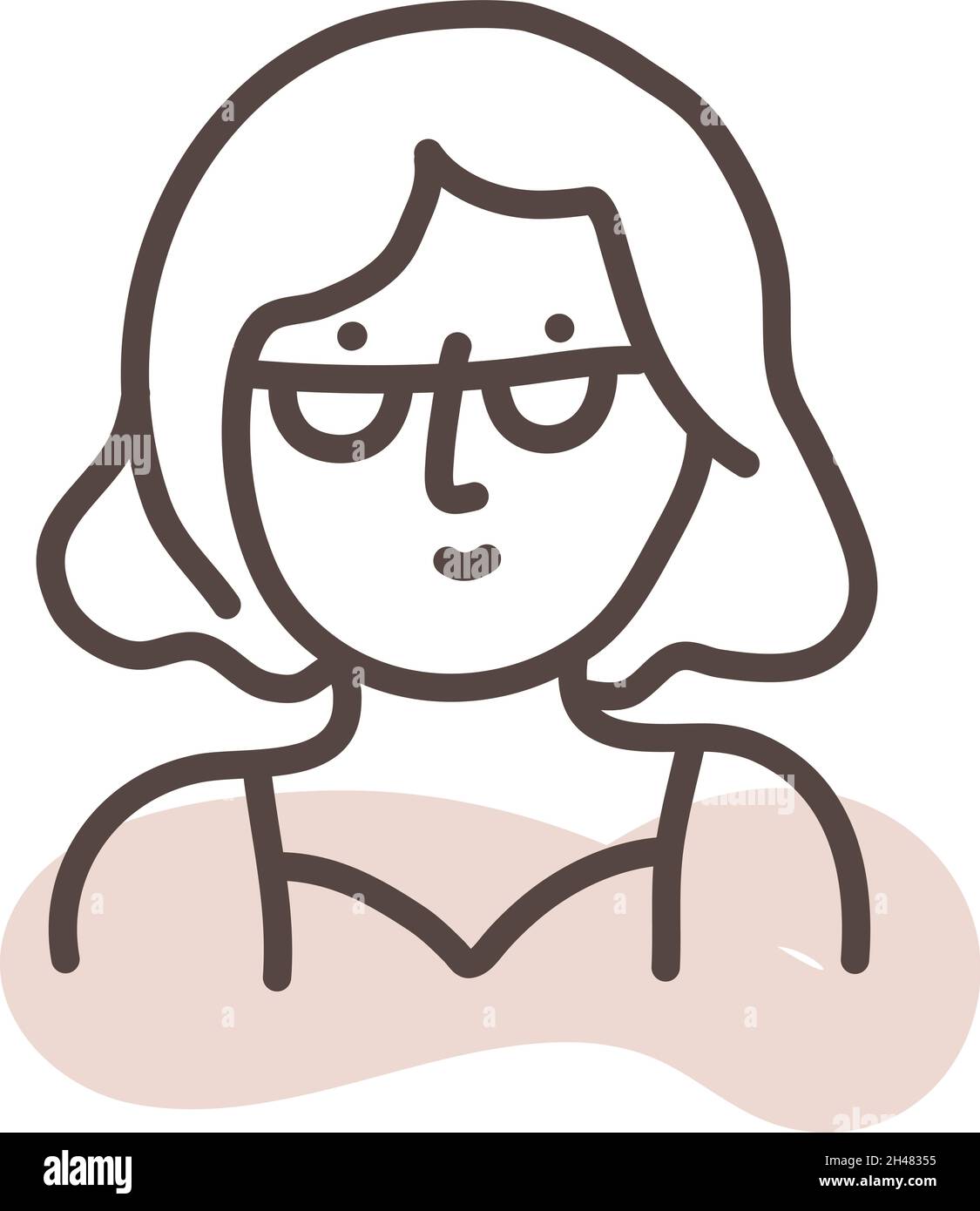 Older woman with short hair, illustration, vector, on a white ...