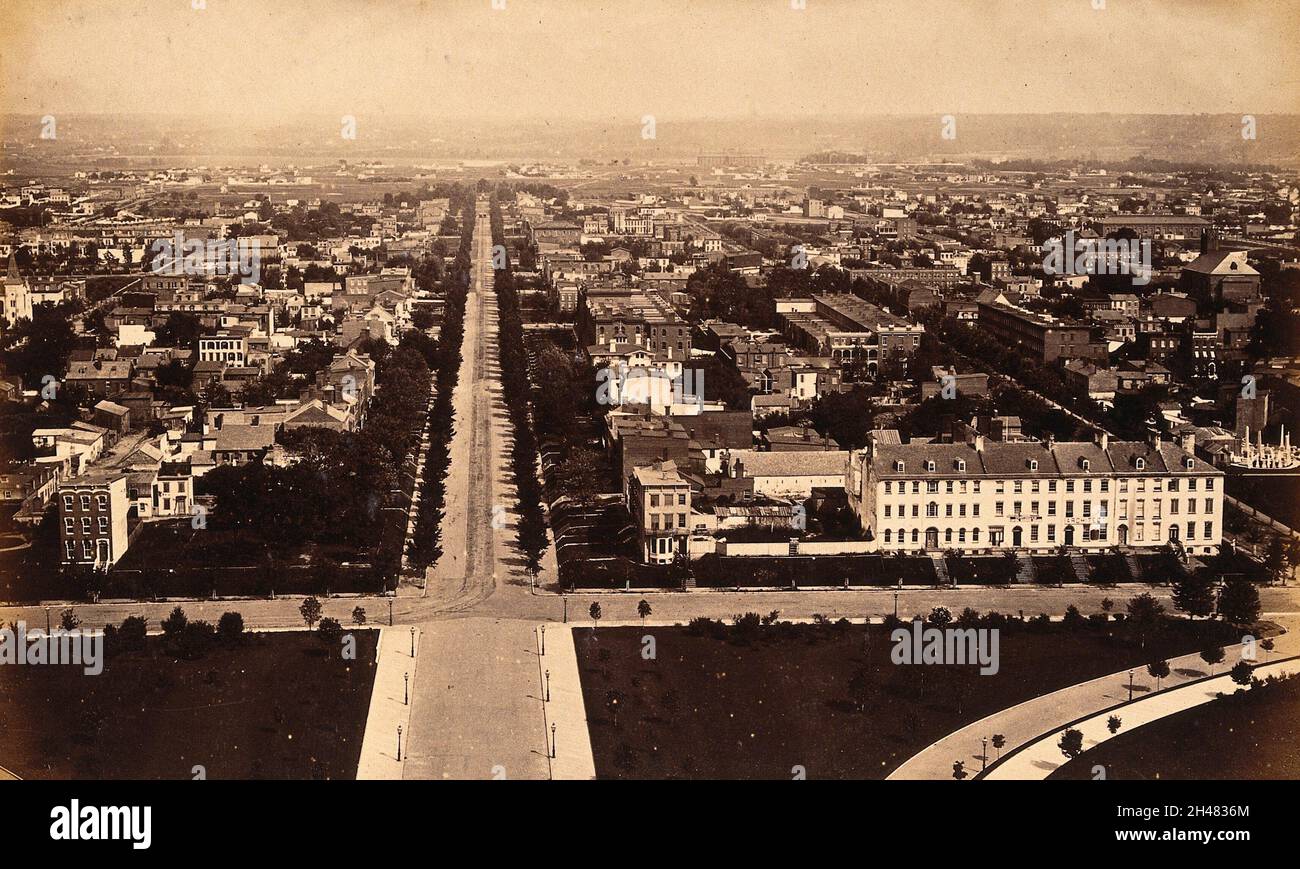 Washington D.C.: view from the Capitol. Photograph, ca. 1880 Stock ...