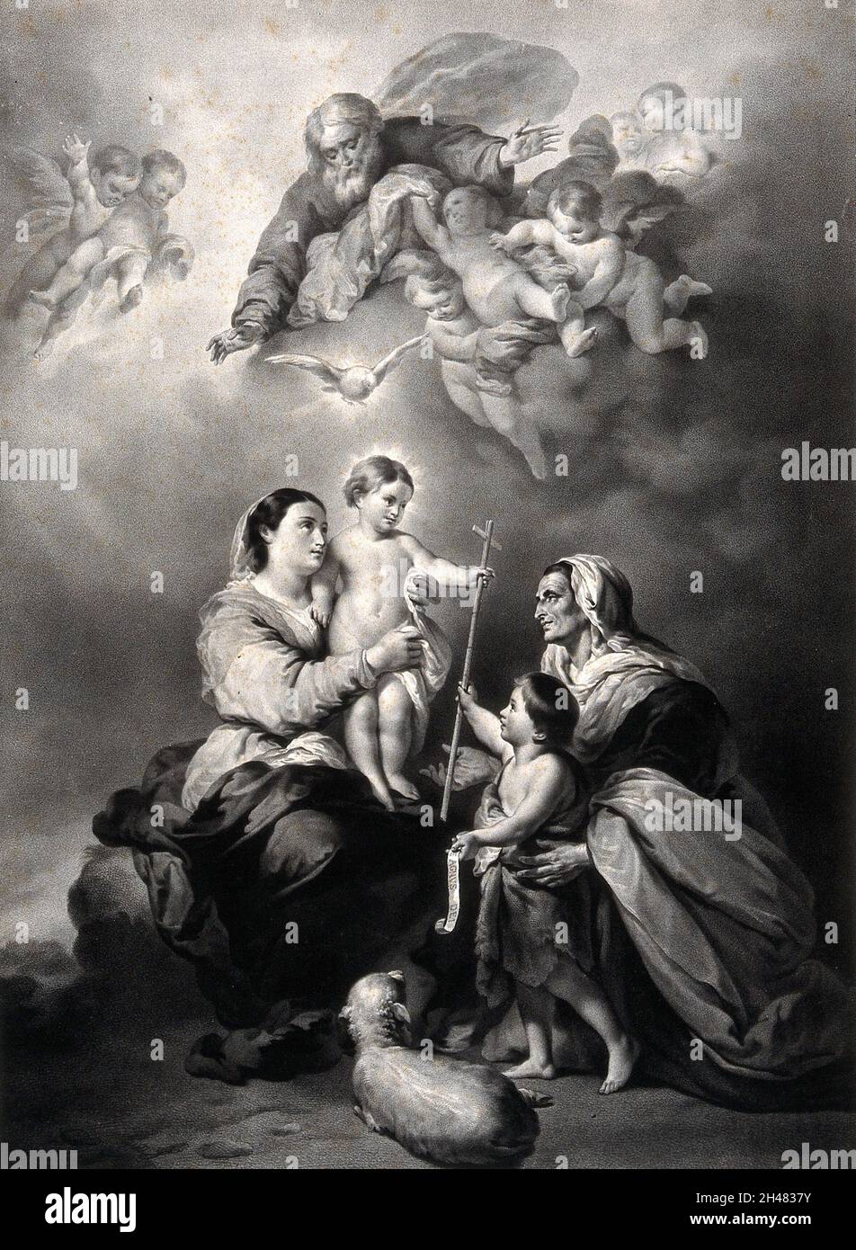 God the Father with the Holy Ghost, Saint Mary (the Blessed Virgin) and ...