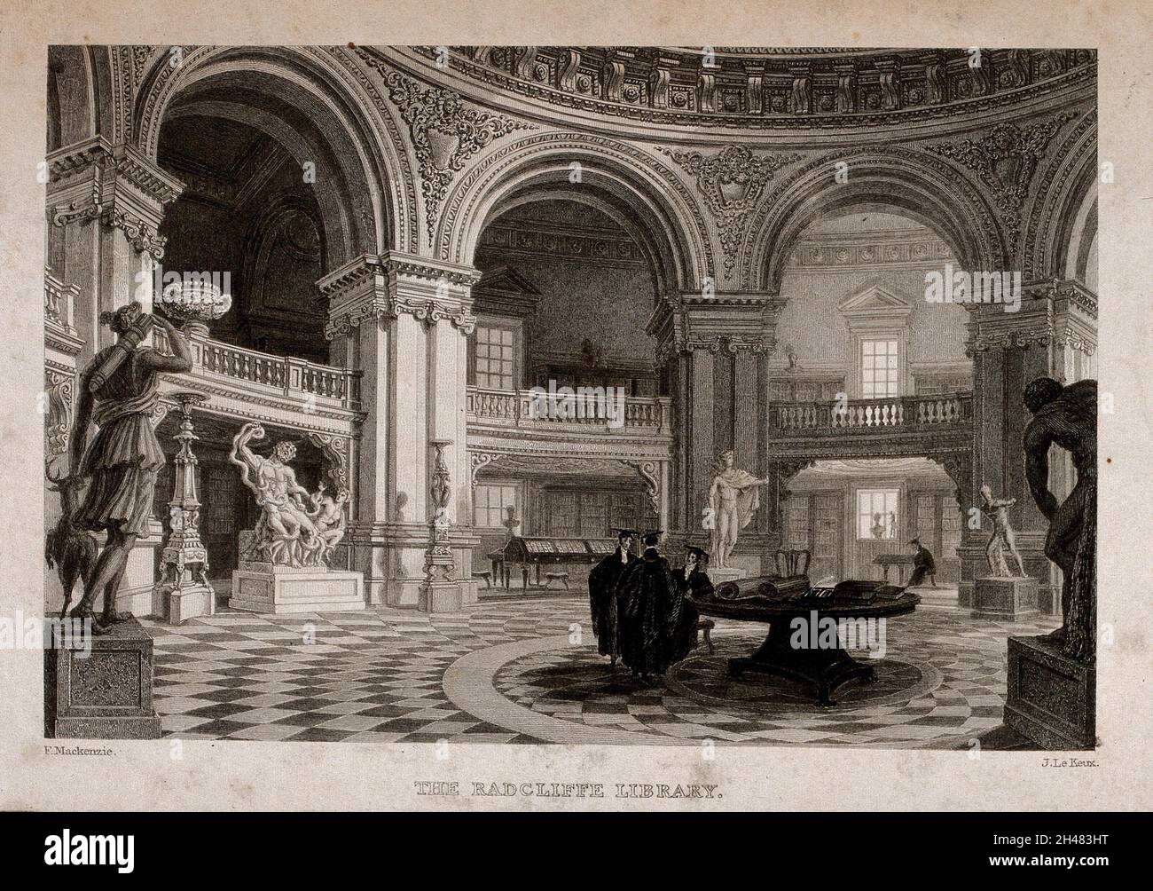 Radcliffe Library, Oxford: interior showing scholars and classical ...