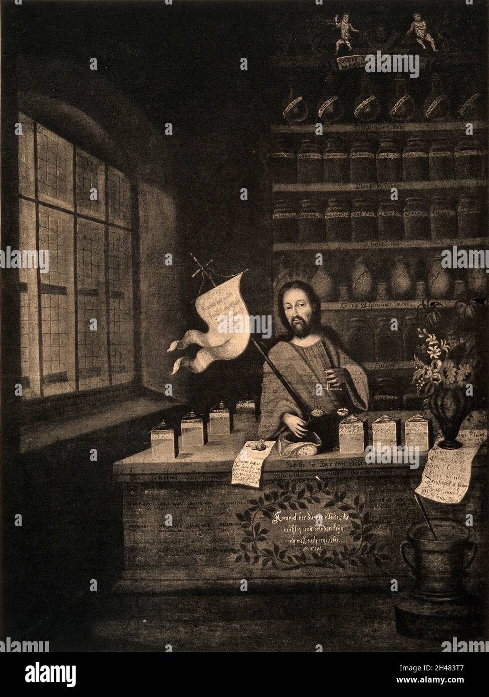 Christ as apothecary; suggesting the idea of Christ as the universal ...