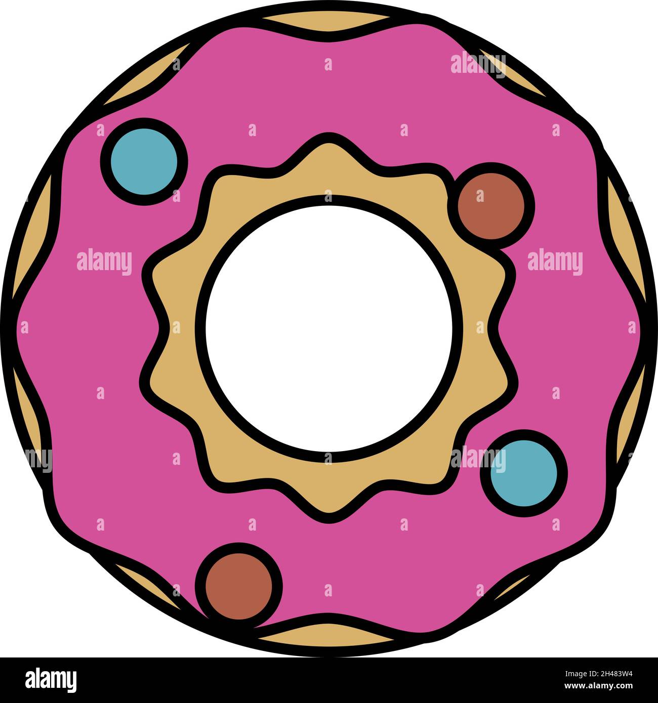 Pink donut, illustration, vector, on a white background Stock Vector ...